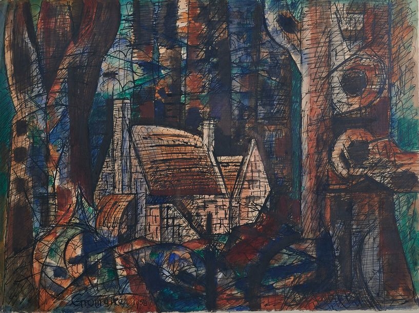 Marcel Gromaire | Cottage in the forest (1958) | MutualArt
