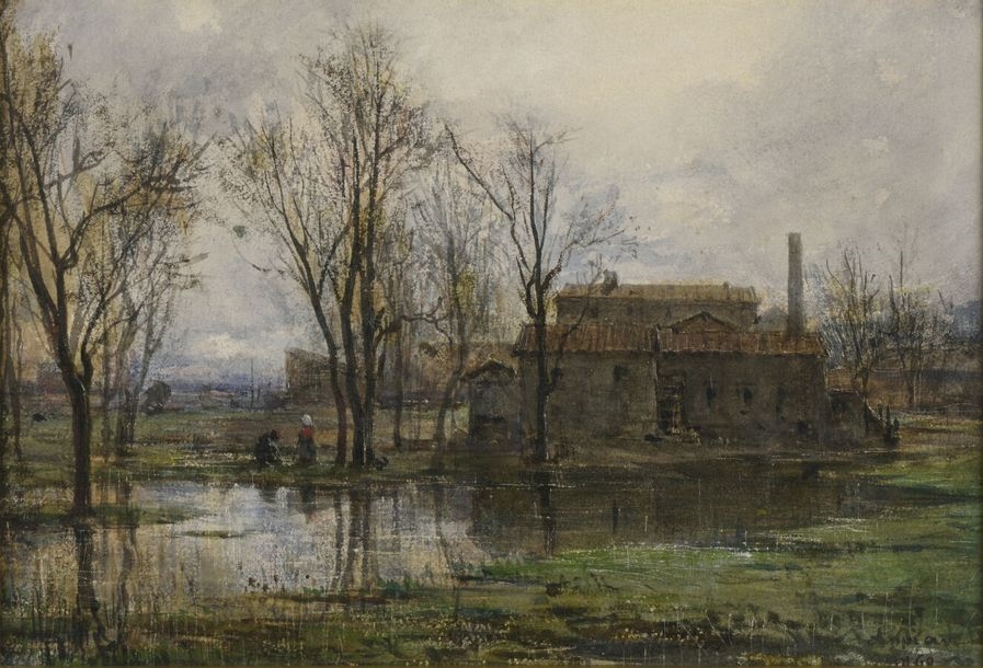 Adolphe Appian | People near a mill, 1860. (1860) | MutualArt
