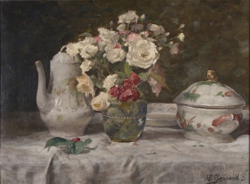 Léon Garraud | Still life with a bunch of roses and a teapot, 1930 ...