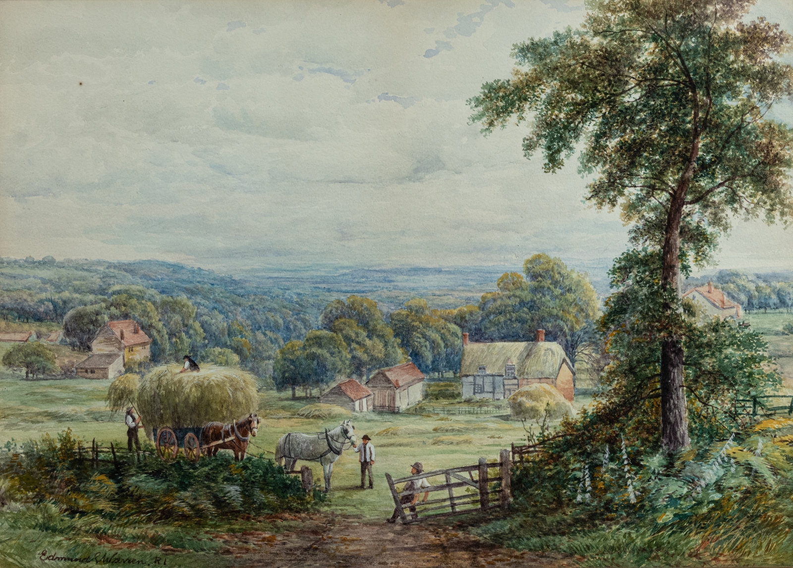 Edmund George Warren | Farmers and Horses in a Field | MutualArt