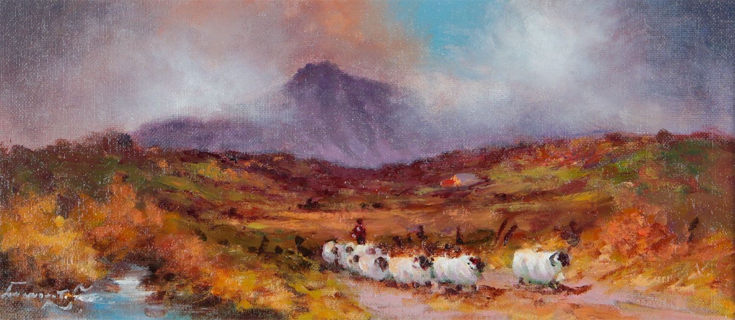William Cunningham | MOVING SHEEP IN THE MOURNES | MutualArt