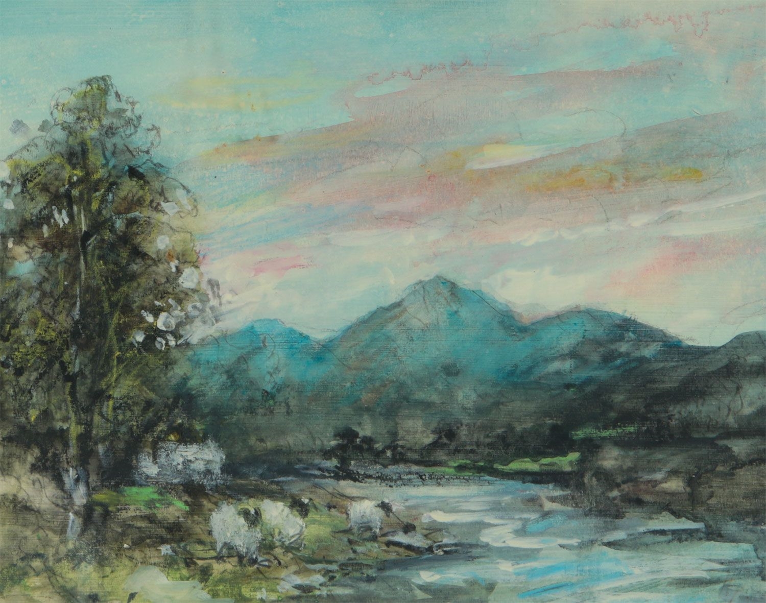 Daisy Watt | SHEEP BY A RIVER | MutualArt