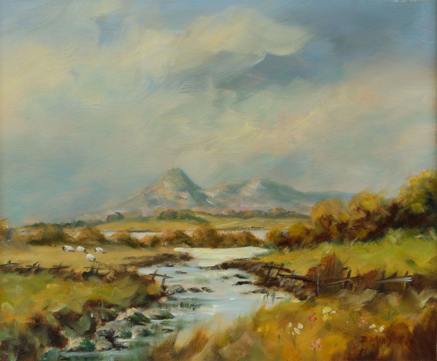 David Mcintyre | SHEEP GRAZING BY A RIVER | MutualArt