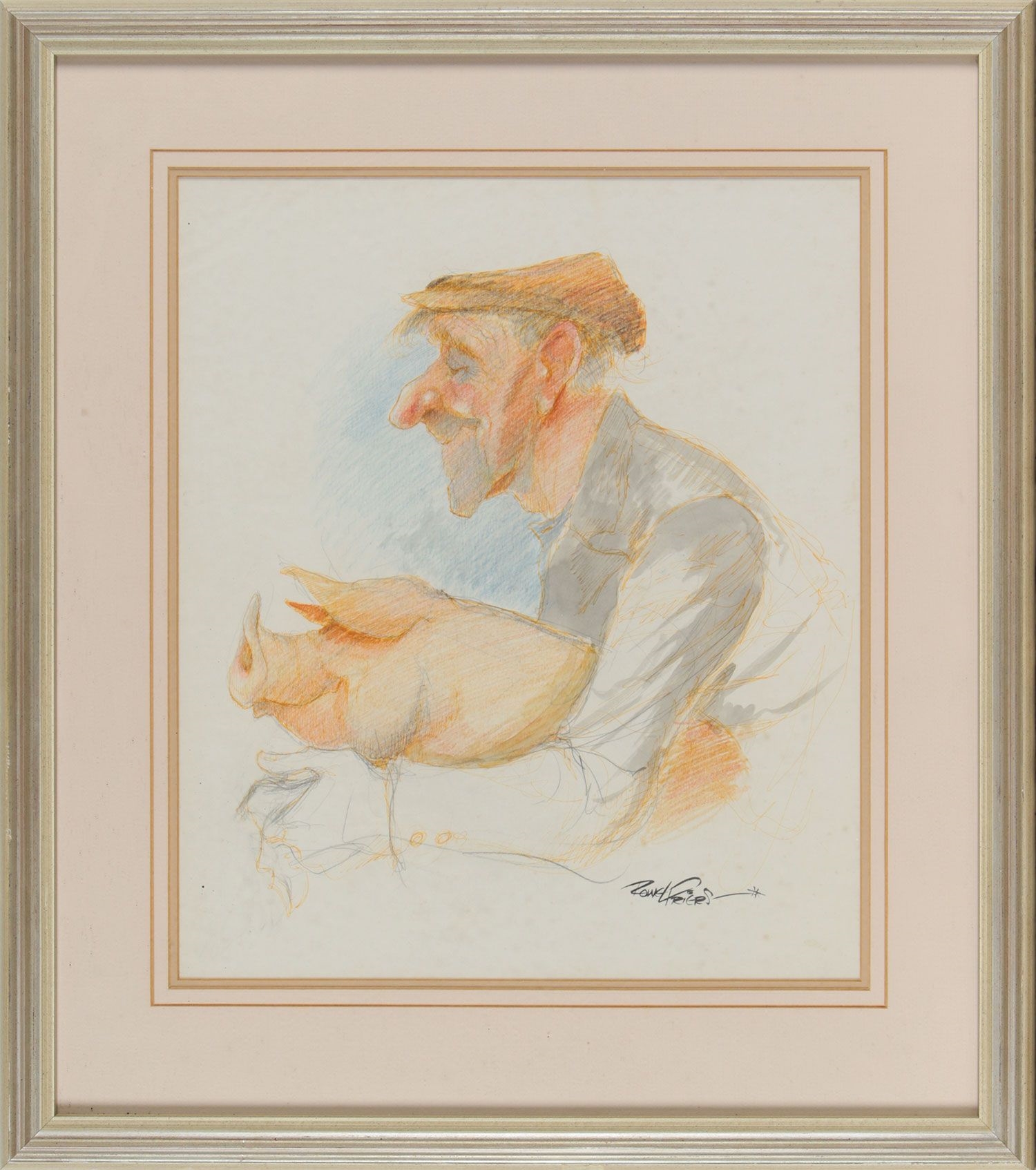 Rowel Boyd Friers | FARMER WITH A PIG | MutualArt