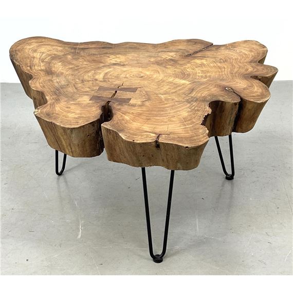 Joe Pepe | Live Edge Tree Slab Top Side Table. | MutualArt