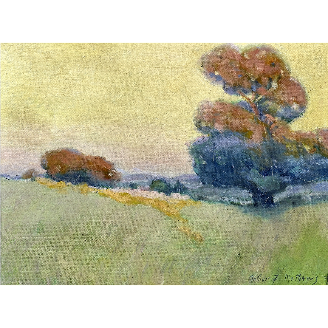 Arthur Frank Mathews | Untitled (Trees in the Foothills) (1934) | MutualArt