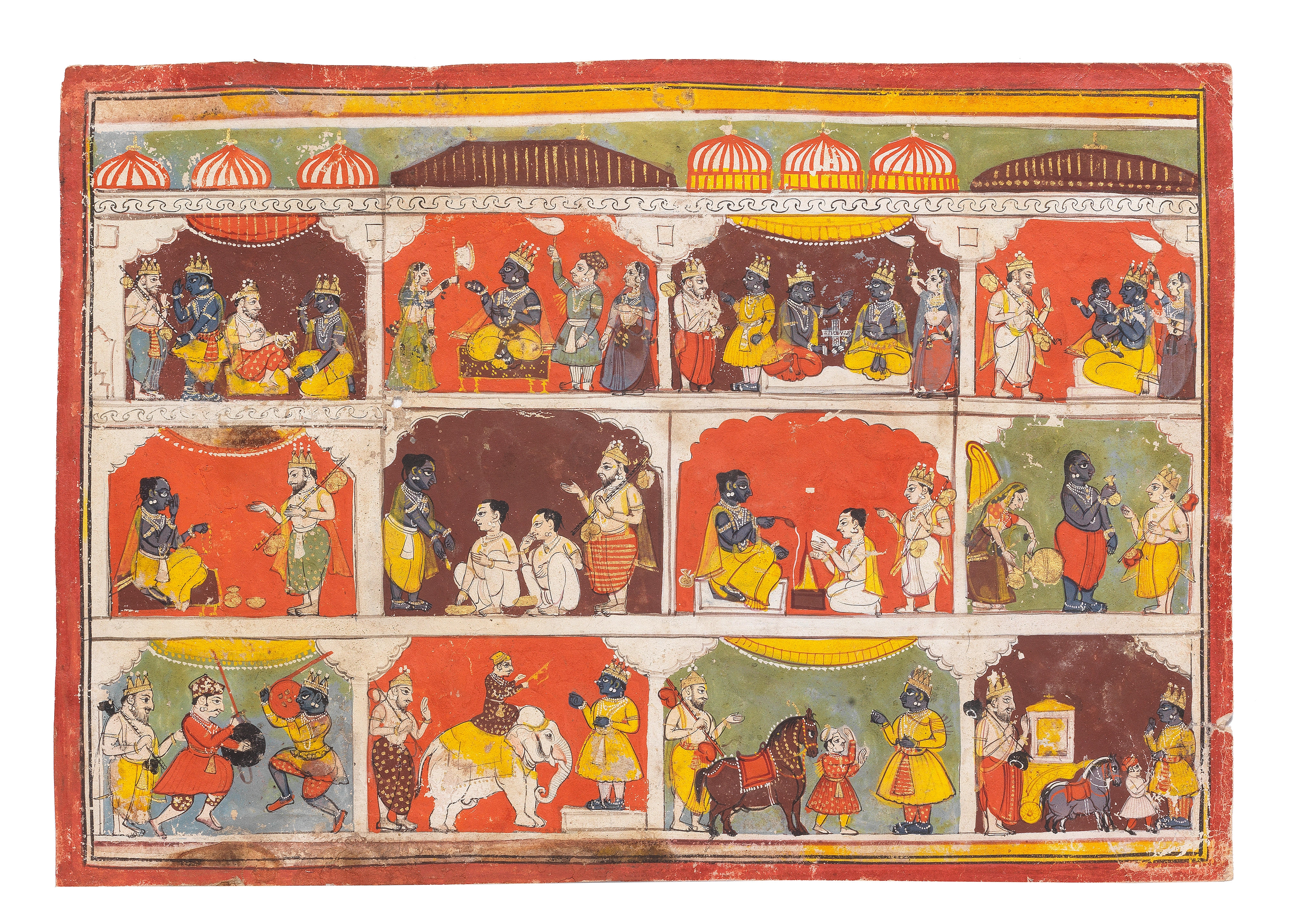 Malwa School | An illustrated leaf from the Bhagavata Purana, depicting ...