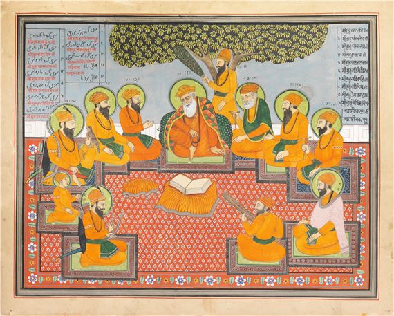 Punjab School, 19th Century | A large painting depicting the ten Sikh ...