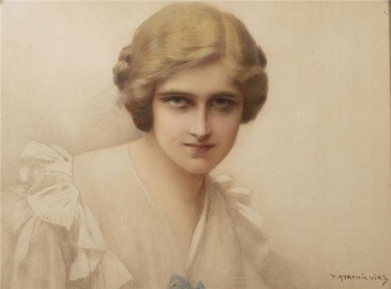 Piotr Stachiewicz | Portrait of a young blonde woman. | MutualArt