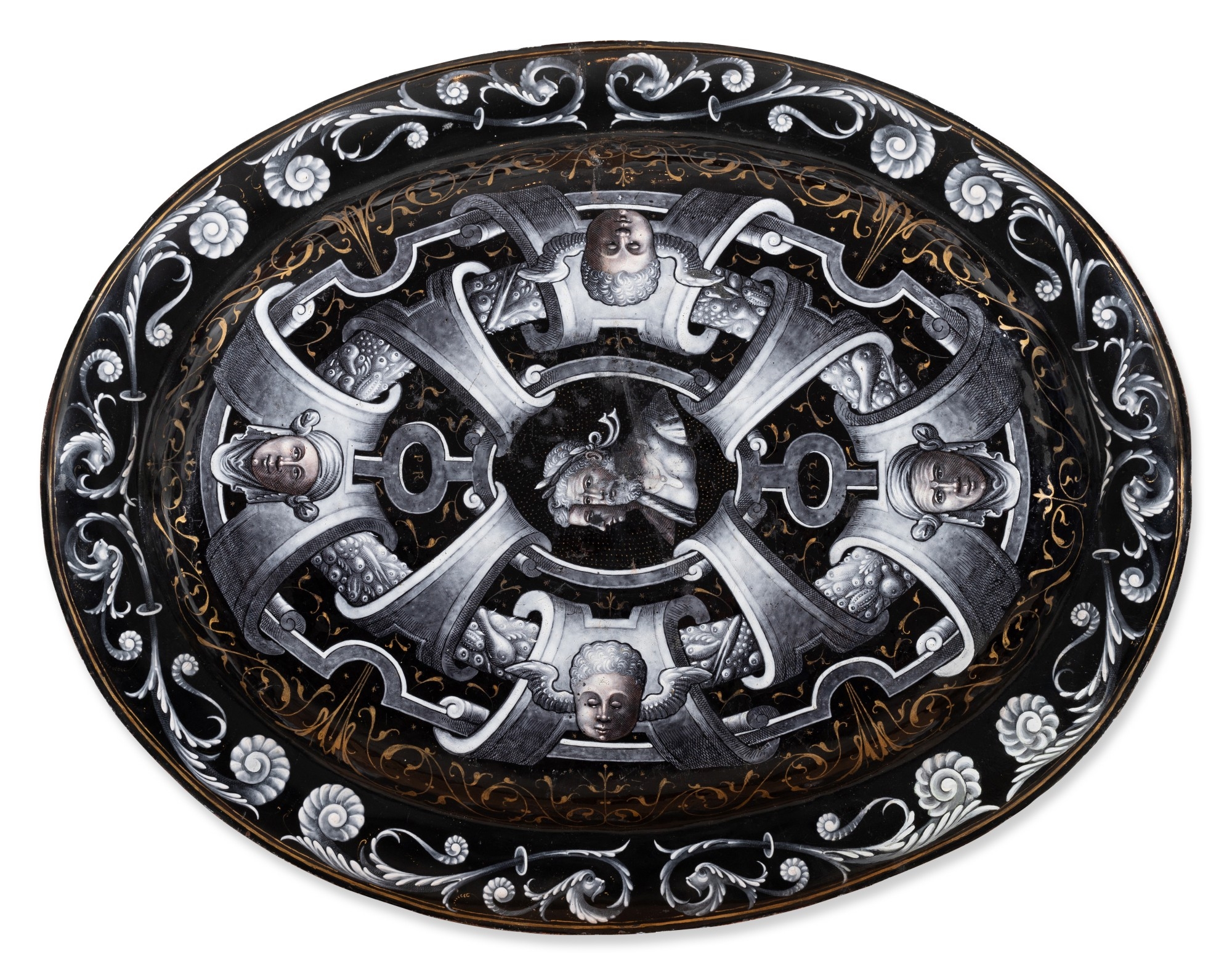 Pierre Reymond | A Limoges painted enamel oval dish depicting David ...