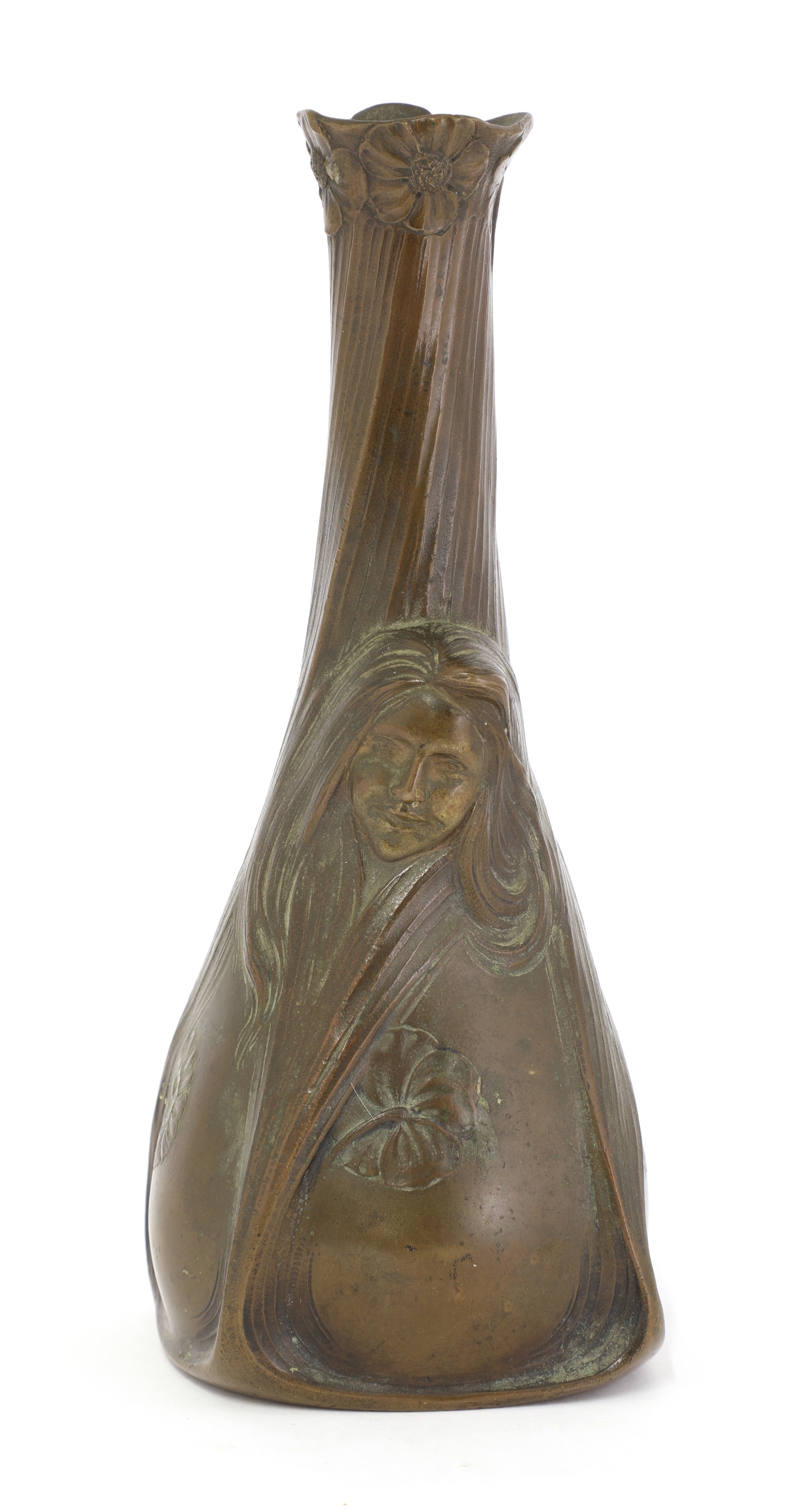 Firmin-Marcelin Michelet | a bronze vase c.1900 cast with two sinuous ...