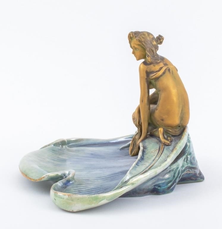 Ernst Wahliss | Ernst Wahliss Amphora Nymph Lily Pad Ceramic Dish ...