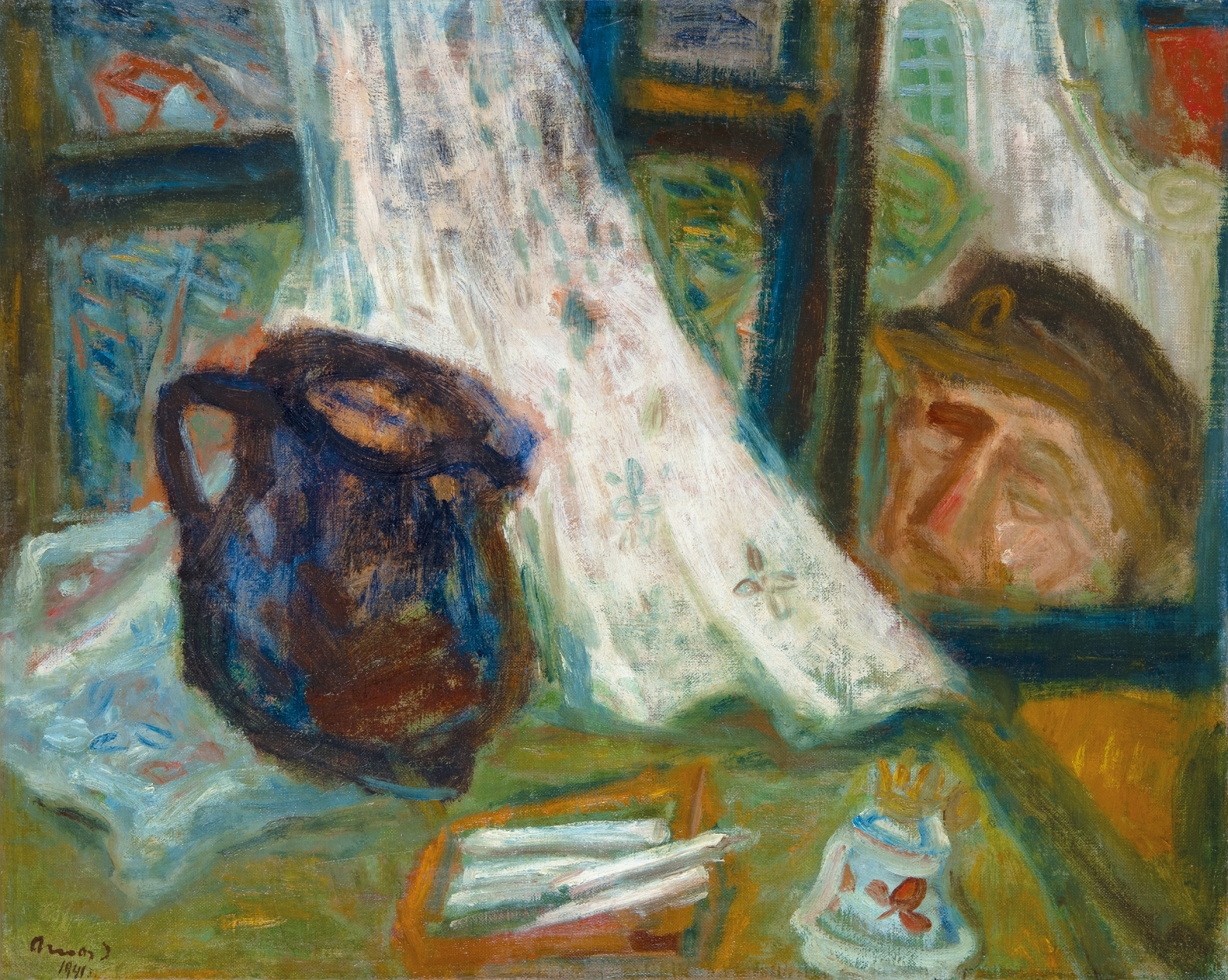 Imre Ámos | Inward-looking self-portrait (1941) | MutualArt