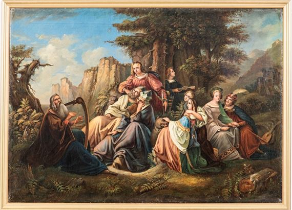 Josef Steinmüller | Harfenspieler mit Gesellschaft im Wald | MutualArt