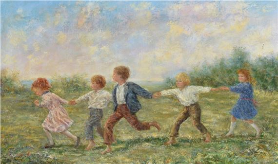 Thomsen | Children playing in a field | MutualArt