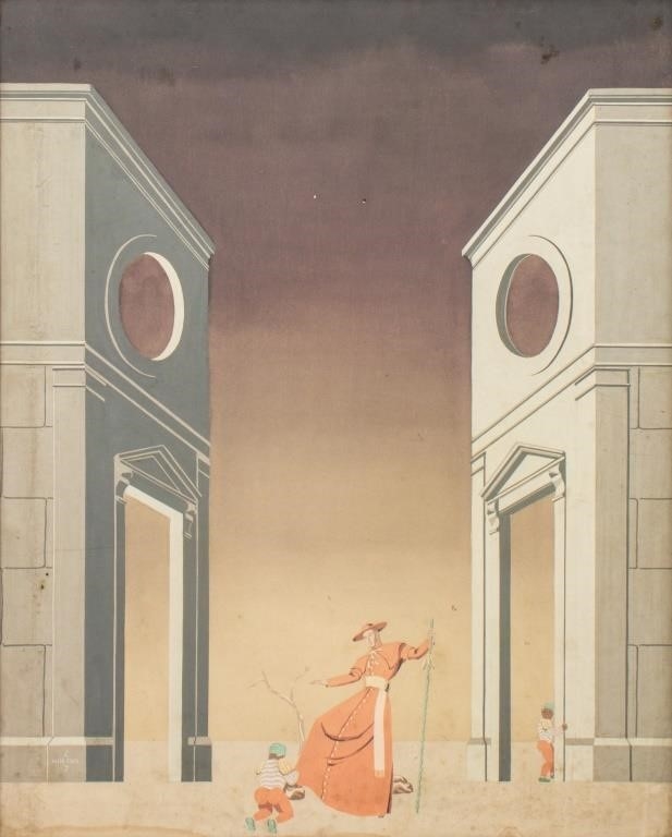 Giorgio de Chirico | Chirico Style Surrealist Triptych Gouache on Paper ...