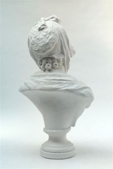 G. Levy | Bust of a young woman with a lace bonnet | MutualArt
