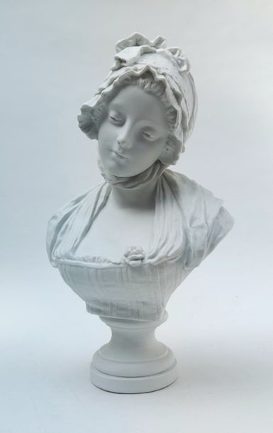 G. Levy | Bust of a young woman with a lace bonnet | MutualArt