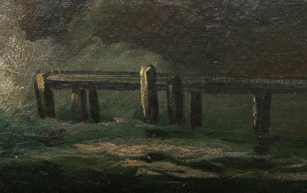 William Lemos | untitled oil on canvas depicting a seascape by night ...