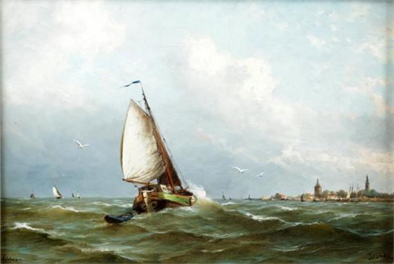 Jan van der Linde | Schepen voor de kust | MutualArt