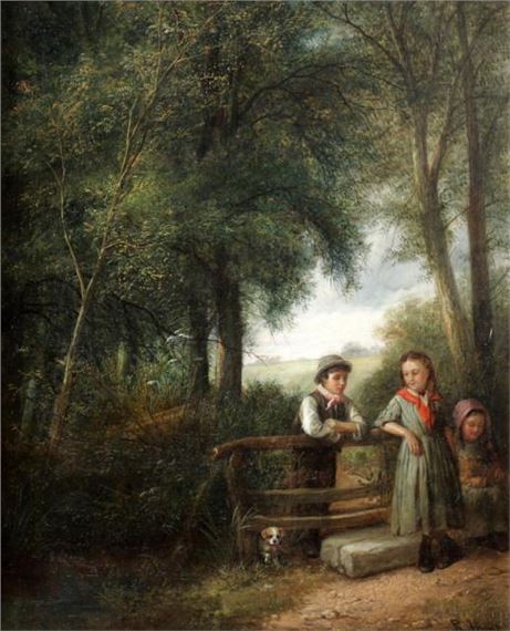 Reuben Hunt | Engelse school, kinderen in landschap | MutualArt