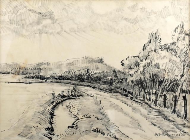 J.P. Ponstijn | Bomen langs het water (1936) | MutualArt