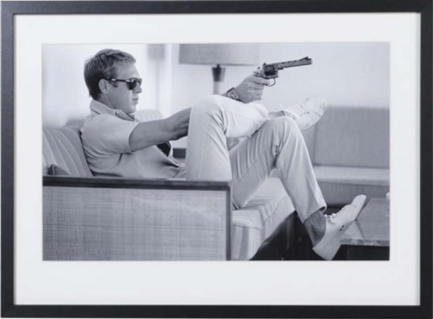 John Downing | Steve McQueen with gun | MutualArt