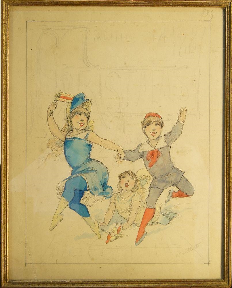 Adolphe-Léon Willette | Design for a Christmas poster (1887) | MutualArt