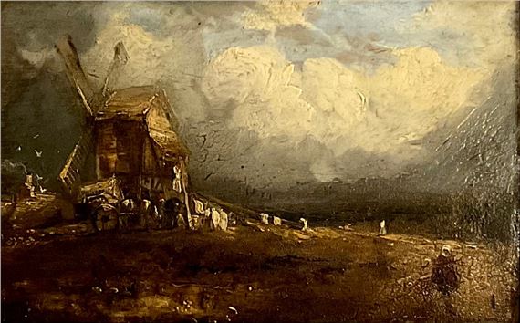 Henry Bright | A Windmill and Figures | MutualArt