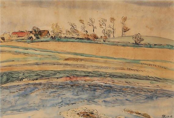 Fritz Syberg | Landscape from Funen with a view to a house (1918 ...