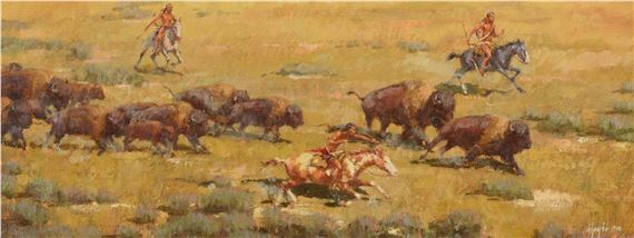 Frank Hagel | Piegan Buffalo Runners (1990) | MutualArt