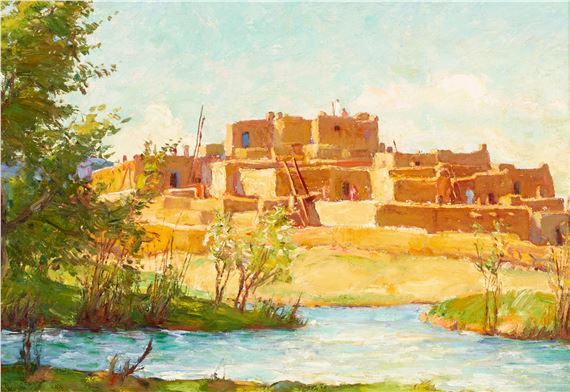 Joseph Henry Sharp | View of the Taos Pueblo | MutualArt