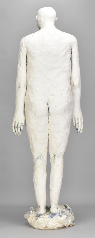 Claire Curneen | a tall porcelain standing figure with cobalt ...