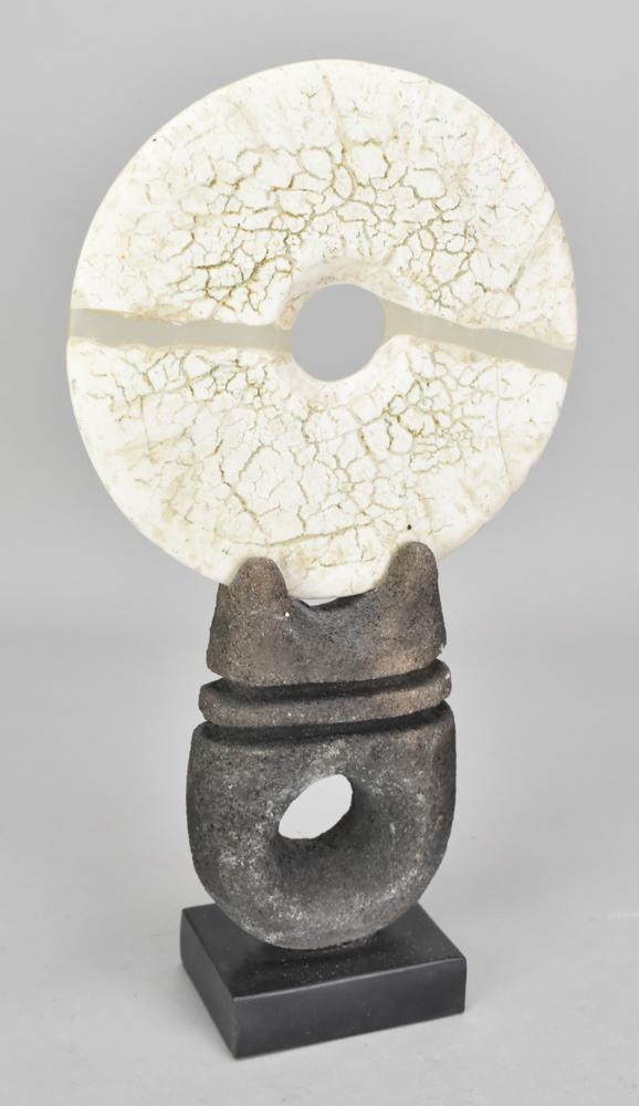 Peter Hayes | a fractured white disc with clear wave mounted on canal ...