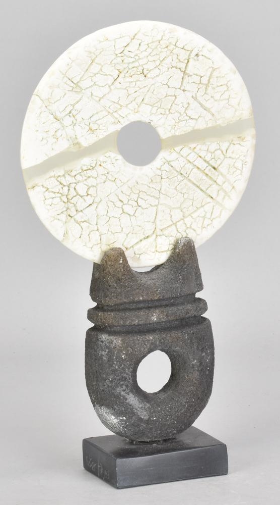 Peter Hayes | a fractured white disc with clear wave mounted on canal ...