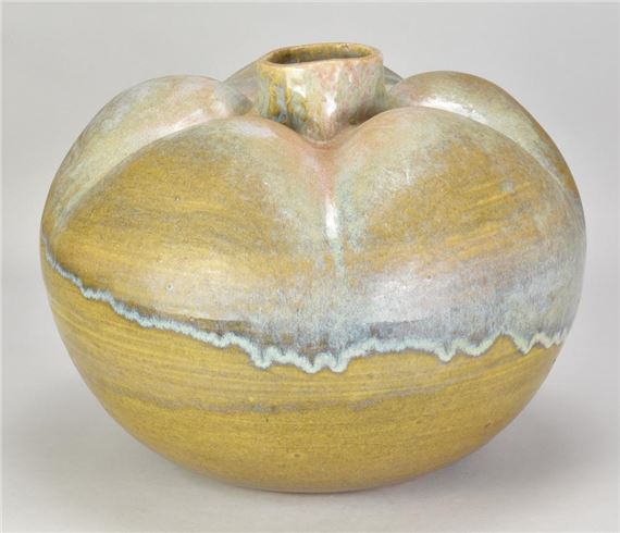 Abdo Nagi | a large stoneware pumpkin form partially covered in olive ...