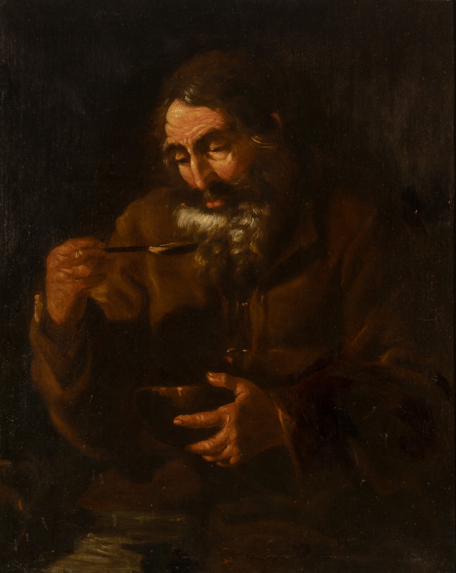 Spanish School, 17th Century | A Man Eating Soup | MutualArt