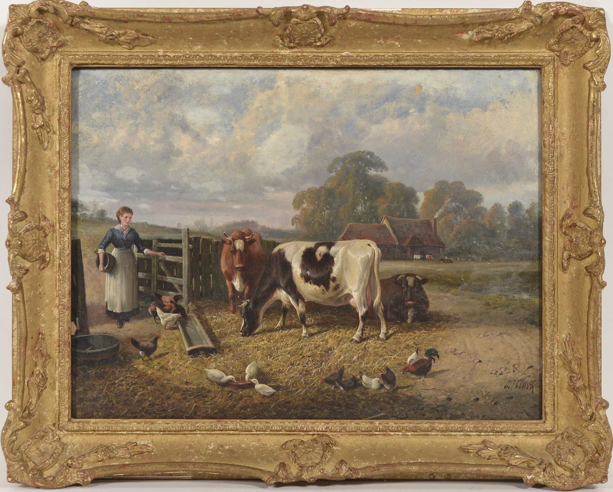Octavius T. Clark | Basse-cour avec vaches | MutualArt