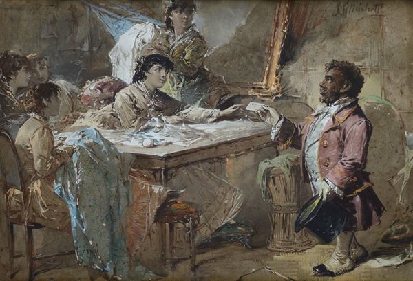 Francesco Paolo Michetti | Interno con figure | MutualArt