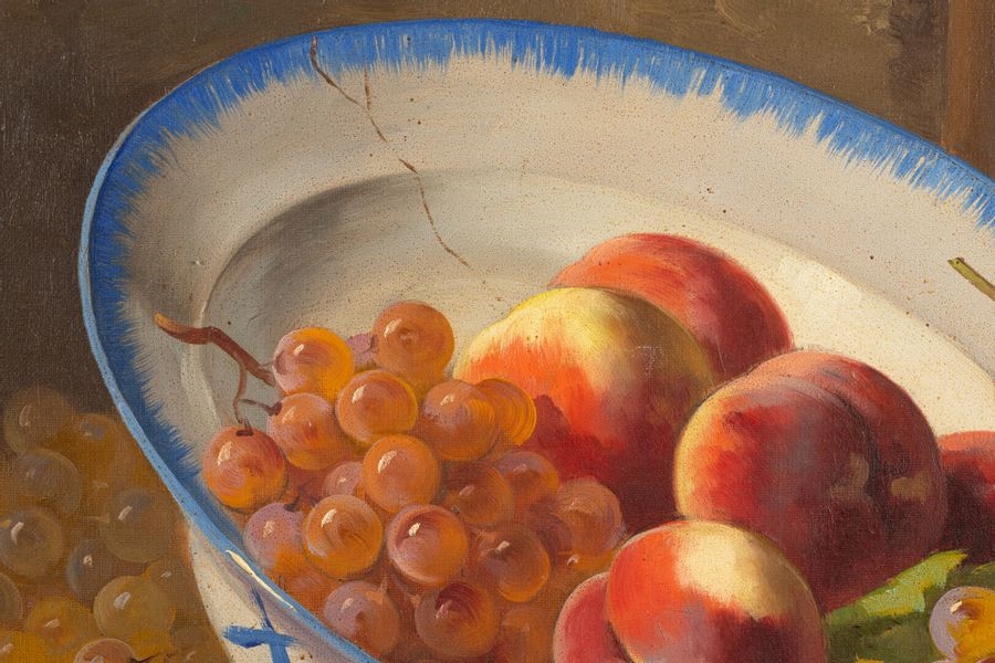 Alfred Brunel de Neuville | Still life with peaches and grapes | MutualArt