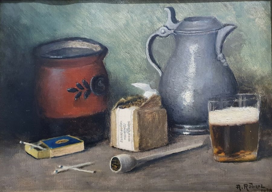 A. Robert | Still life with pewter tankard (1938) | MutualArt