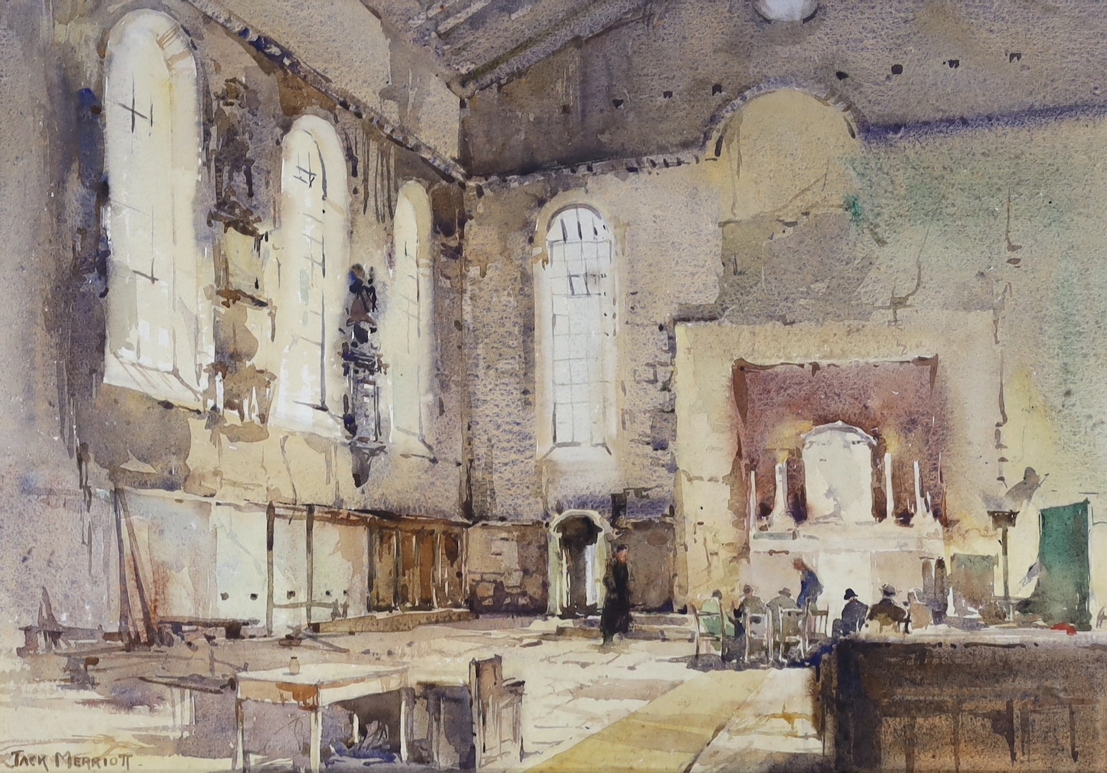 Jack Merriott | Interior with seated figures | MutualArt