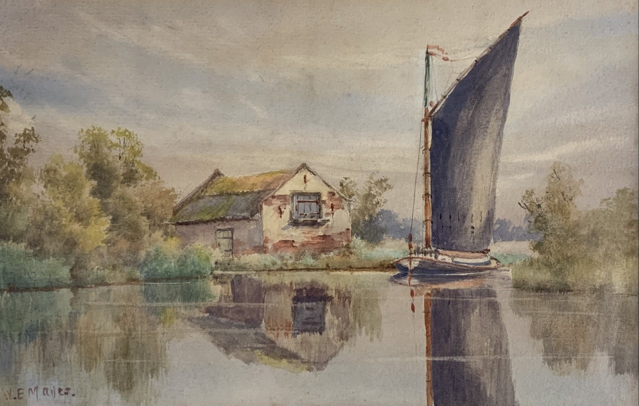 William Edward Mayes | Broadland scene with wherry | MutualArt