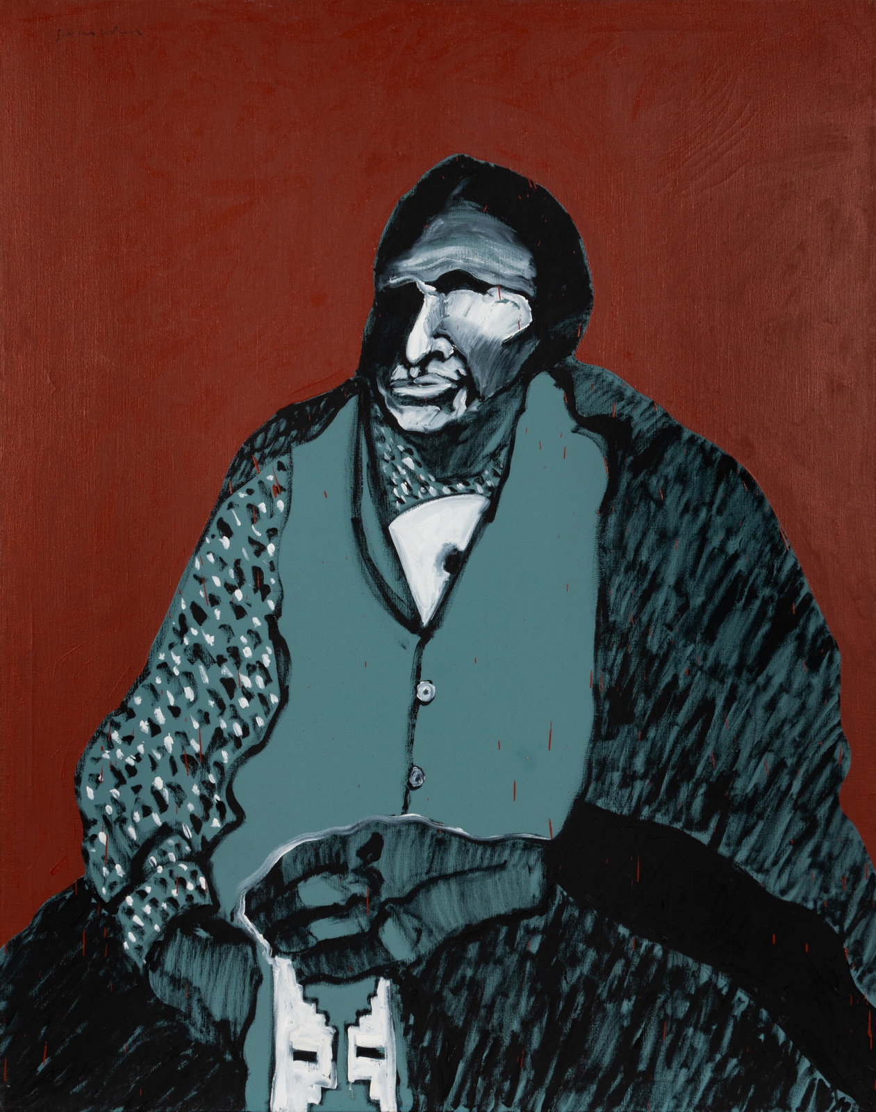 Fritz Scholder | Indian in a Pueblo Interior (1970) | MutualArt