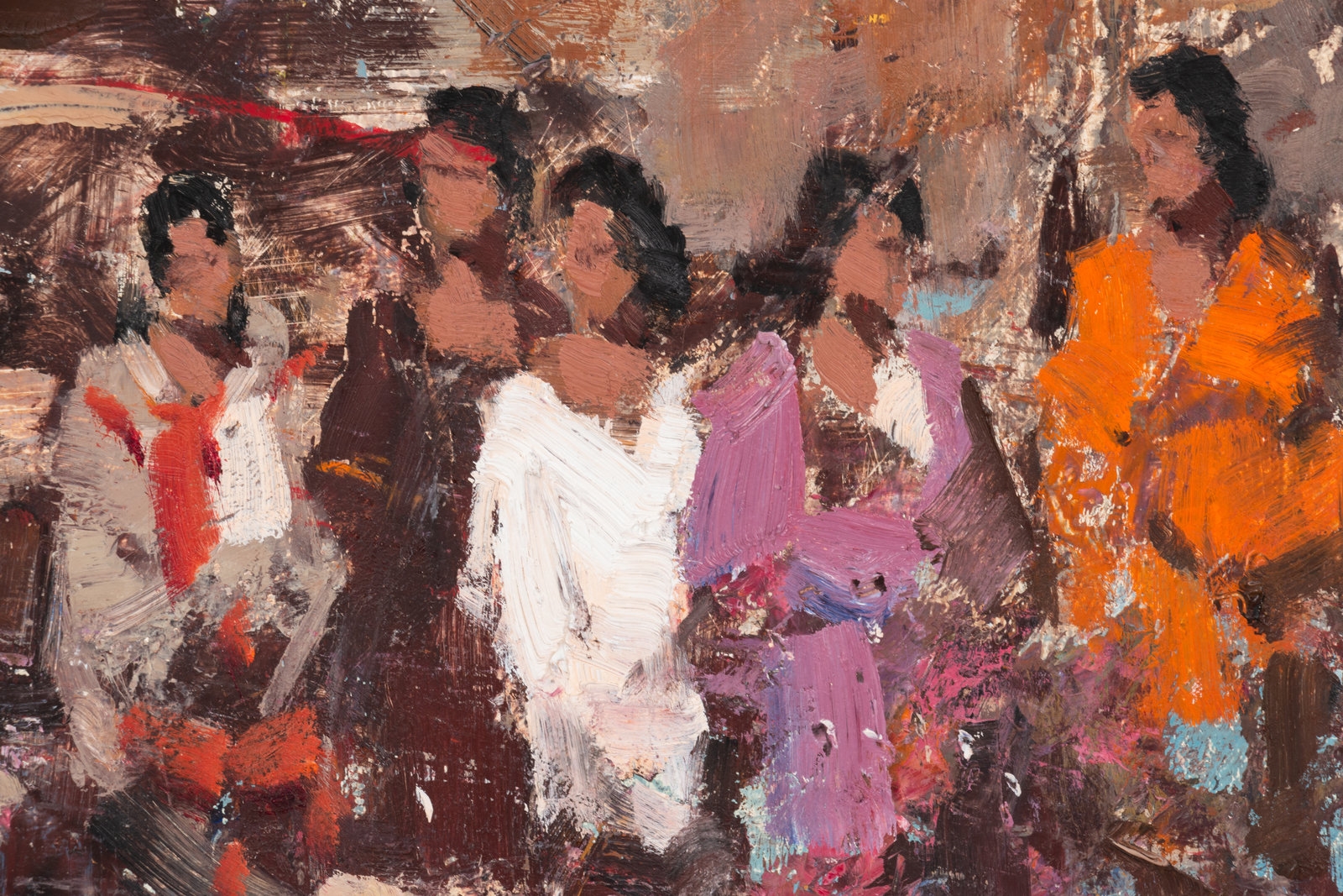 Burt Procter | Figures Outside Adobe Structure | MutualArt