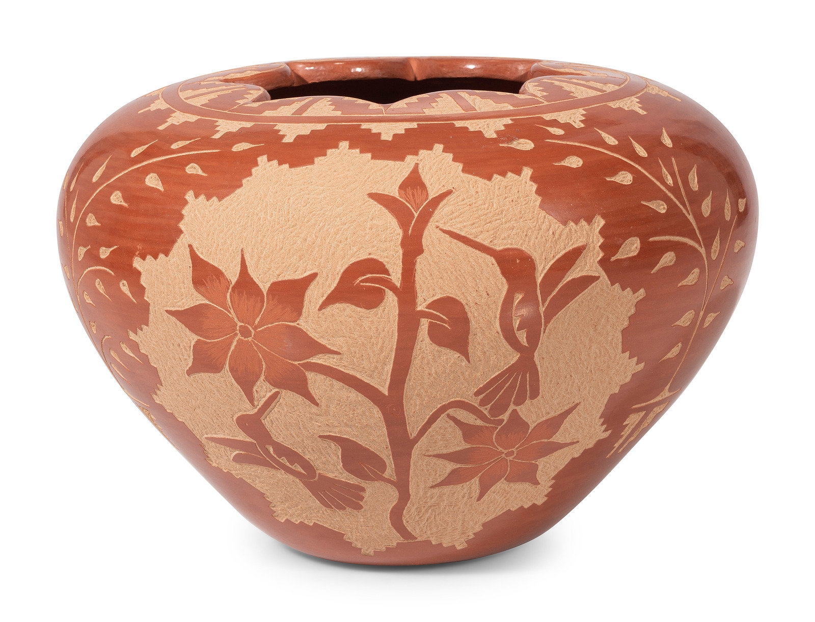 Alvina Yepa | Sgraffito Redware Pottery Jar | MutualArt