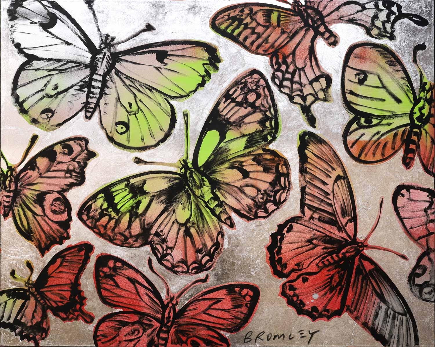 David Bromley | Red and Green Butterflies | MutualArt