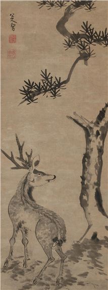 Bada Shanren | Deer and Pine Tree 松鹿圖 | MutualArt