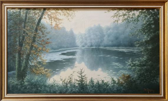 Edouard Mandon | Lake in the woods | MutualArt