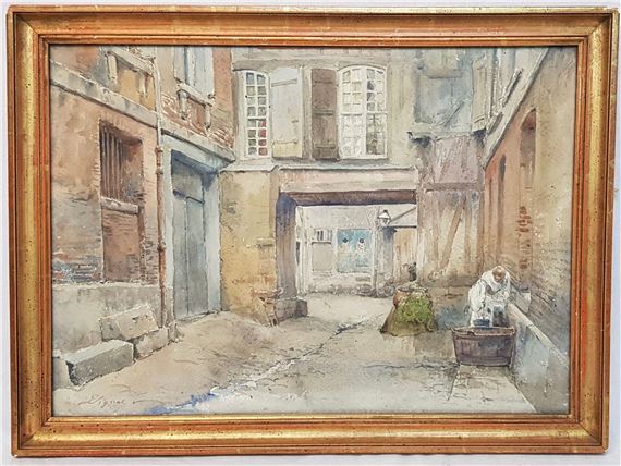 Pierre Vignal | Cour d'immeuble animée | MutualArt